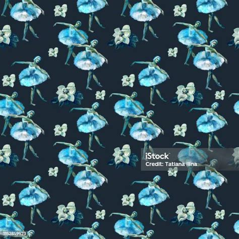 발레 페인팅 아크릴 완벽 한 패턴입니다 손으로 그린 발레리 나 일러스트 직물 천 벽지 스크랩북에 대 한 인쇄 교육에 대한 스톡 벡터 아트 및 기타 이미지 Istock