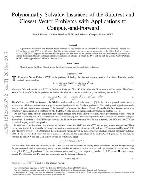 Pdf Polynomially Solvable Instances Of The Shortest And Closest Vector Problems With