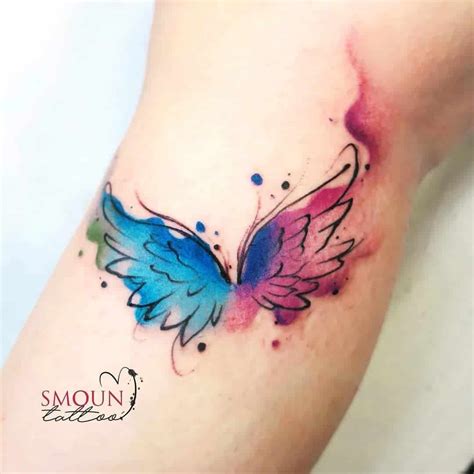 Watercolor Angel Wings Tattoo