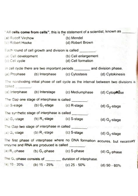 SOLUTION Cell Cycle Multiple Choice Question Studypool