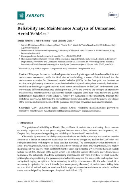 Pdf Reliability And Maintenance Analysis Of Unmanned Aerial Vehicles