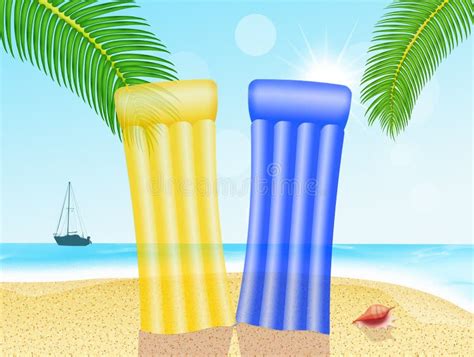 Lilos On The Beach In Summer Stock Illustration Illustration Of Relax