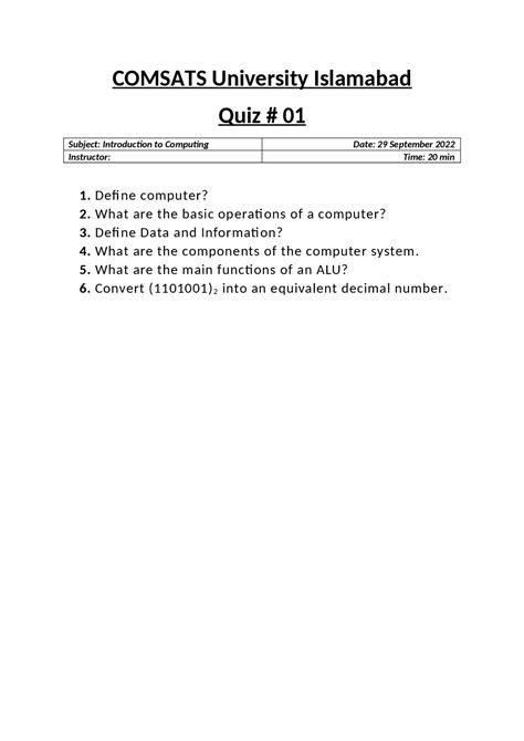 Quiz For Bachelor Of Science In Humanities Quizzes Computer Science Docsity