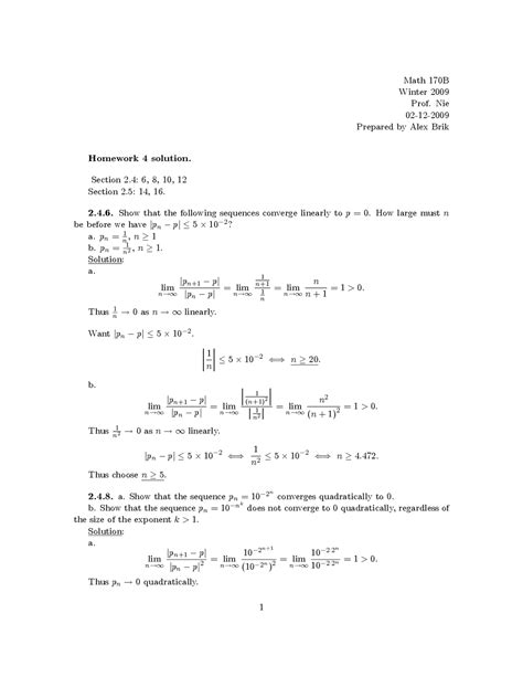 Homework 4 Solutions Introduction Numerical Analysis Approximation Math 170b Docsity