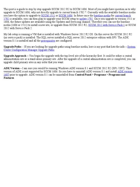 04 Upgrade Sccm 2012 R2 To Sccm 1606 Download Free Pdf Microsoft