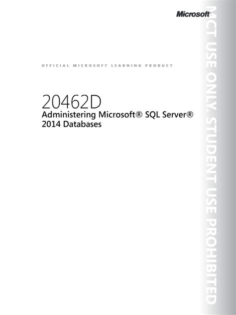 20462d Administering Microsoft® Sql Server® 2014 Databases Pdf Pdf