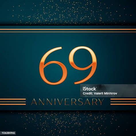 현실적인 60 9 년 기념일 축 하 디자인 배너입니다 황금 수와 녹색 배경에 색종이입니다 생일 파티에 대 한 다채로운 벡터 템플릿 요소 0명에 대한 스톡 벡터 아트 및 기타