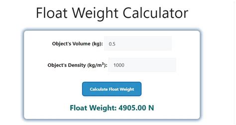 Float Weight Calculator Savvy Calculator