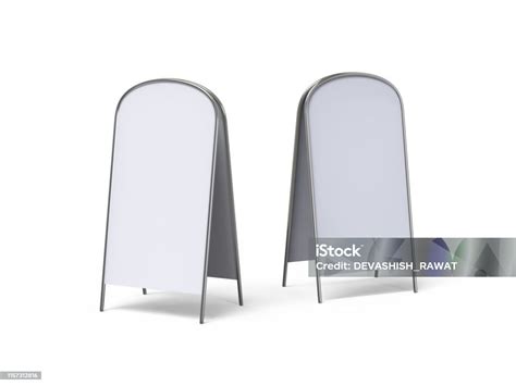 빈 전체 핸들 금속 옥외 광고 스탠드 격리 명확한 거리 간판 보드 모형 금속 프레임 템플릿라운드 코너 A 보드 3d 일러스트레이션 3차원 형태에 대한 스톡 사진 및 기타