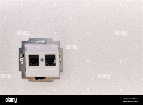 Installing Or Repairing On Wall Internet Network Socket For A Computer Cat 5e Open During