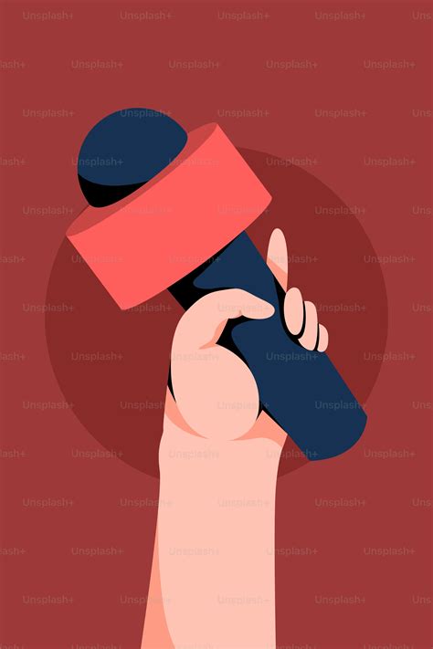 빨간색 배경의 마이크를 들고 있는 손 벡터 Unsplash의 뉴스 및 저널리즘 이미지