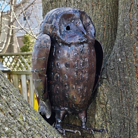 Handcrafted Metal Owl Decor Majestic Wise And Eco Friendly Artistry