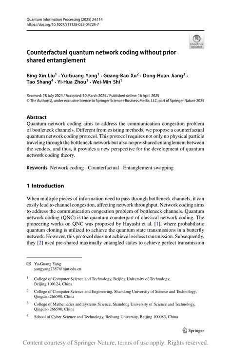 Counterfactual Quantum Network Coding Without Prior Shared Entanglement Request Pdf