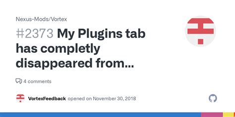 My Plugins Tab Has Completly Disappeared From Vortex · Issue 2373
