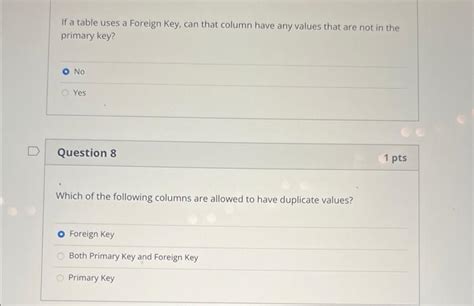 Solved If A Table Uses A Foreign Key Can That Column Have
