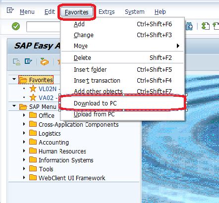 How To Save SAPGUI Favorites In SAP