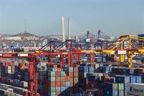Container Terminal Of Vladivostok Commercial Sea Port Editorial Image