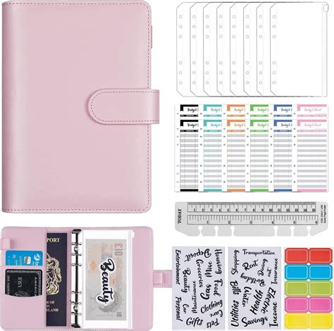 Liotiz Binder Notebook Organiser With Zipper Envelopes Money Saving Binder With Magnetic Buckle