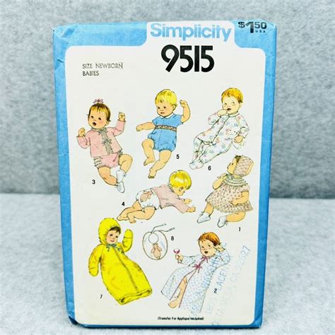Simplicity 9515 Layette And Transfer Dress Bonnet Kimono Babies Newborn