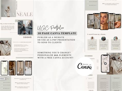 UGC Minimalist Portfolio Template Canva Website Sage Green Etsy