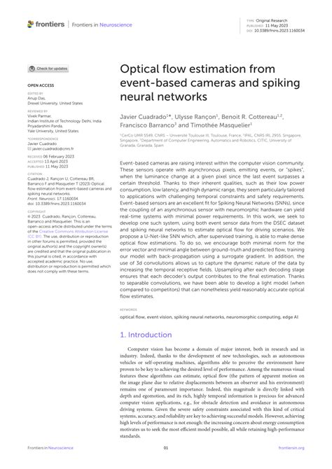 pdf optical flow estimation from event based cameras and spiking