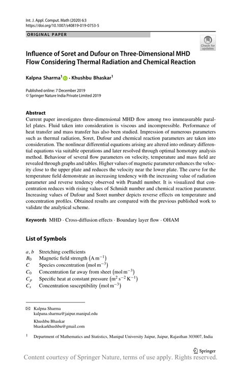 Influence Of Soret And Dufour On Three Dimensional Mhd Flow Considering Thermal Radiation And