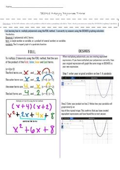 Multiplying Polynomials FOIL Method Verify Using DESMOS TPT
