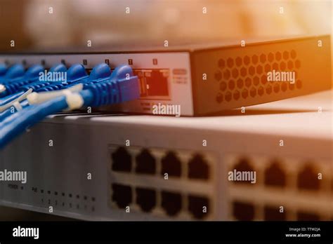 Information Technology Computer Network Telecommunication Ethernet Cables Connected To Internet