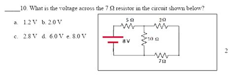 Solved What Is The Voltage Across The Ohm Resistor In The Chegg Com