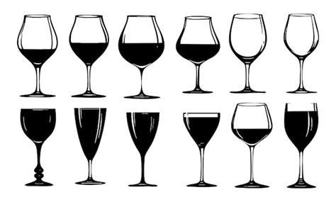 Premium Vector A Collection Of Various Wine Glasses And Cocktail