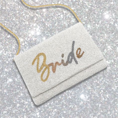 Bride Script Wedding Bridal Beaded Link Chained Crossbody Etsy