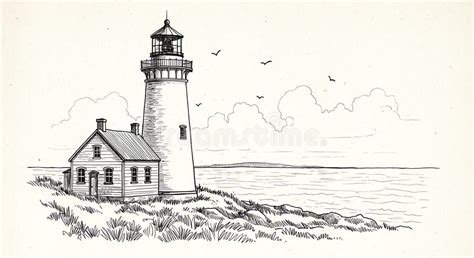 Lighthouse Pen Ink Drawing Stock Illustrations 123 Lighthouse Pen Ink Drawing Stock