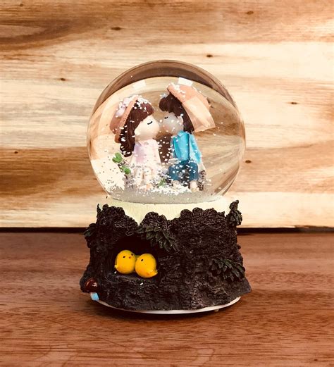 Automatic Snow Spraying Snow Globe With Romantic Kiss Music Etsy