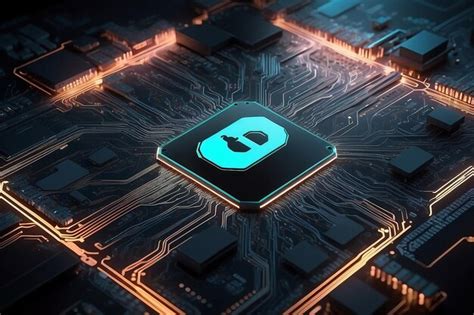 Cybersecurity Concept On Glowing Circuit Board Premium Ai Generated Image