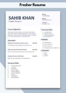 Sample Format Of Resume For Fresher
