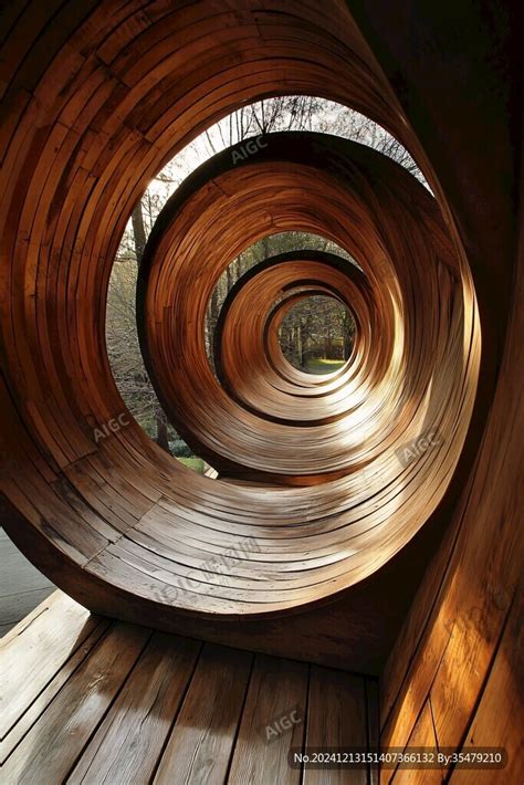 Ai创作图盘旋双螺旋隧道 漩涡形台阶 天桥木质旋转楼梯 莫比乌斯旋梯 双螺旋隧道 螺旋状展厅 圆形通道廊架 俯视圆形楼道 圆形景亭 圆形廊架 螺旋结构建筑 旋梯盘旋 构筑物设计 圆木建筑 凉亭