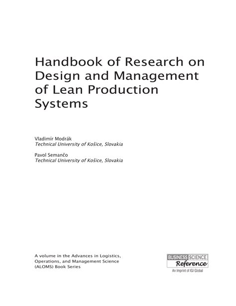 PDF Handbook Of Research On Design And Management Of Lean Production Systems