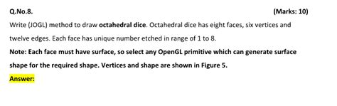 Solved Qno8 Marks 10 Write Jogl Method To Draw