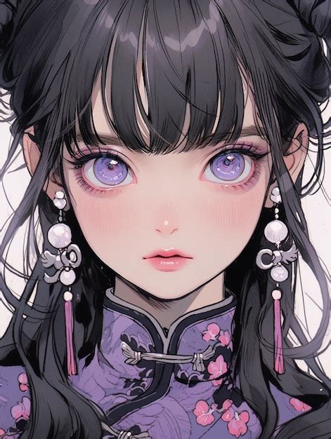 Premium Ai Image Anime Girl With Long Black Hair And Blue Eyes
