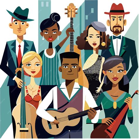 A Vibrant Illustration Of A Diverse Musical Group Performing Together