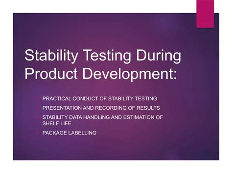 Stability Testing During Product Development Pptx