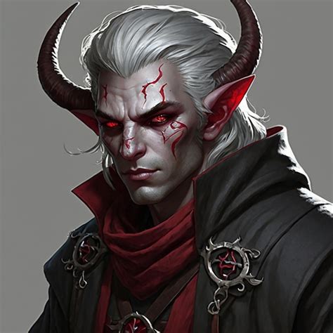 Create A Male Rogueassassin Tiefling With White Skin Long Silver Hair