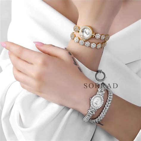 ساعت رویال کرون زنانه ساده فول نگین بند استیل صفحه دورنگین فروشگاه