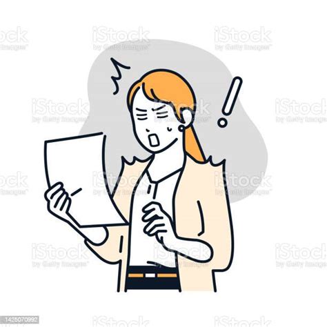 문서를 보고 깜짝 놀란 양복을 입은 여성의 벡터 일러스트 레이 션 자료 20 29세에 대한 스톡 벡터 아트 및 기타 이미지 20 29세 30 39세 걱정하는 Istock