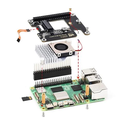 Raspberry Pi PCIe To M HAT NVME High Speed Expansion Board With P Cable GPIO Header
