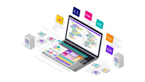 3d Isometric Illustration Programming Website Dashboard Development