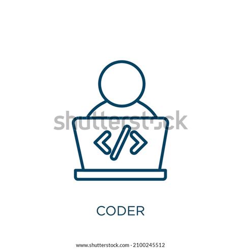 Coder Icon Thin Linear Coder Outline Stock Vector Royalty Free 2100245512 Shutterstock