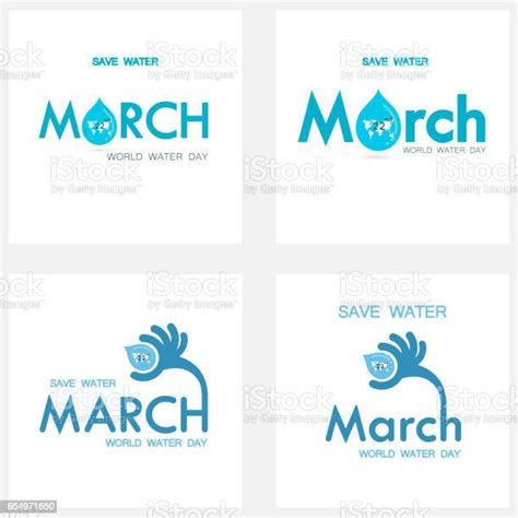 물 드롭 아이콘 벡터 로고 디자인 서식 파일의 집합입니다 세계 물의 날을 설정합니다 벡터 일러스트 레이 션 3월에 대한 스톡