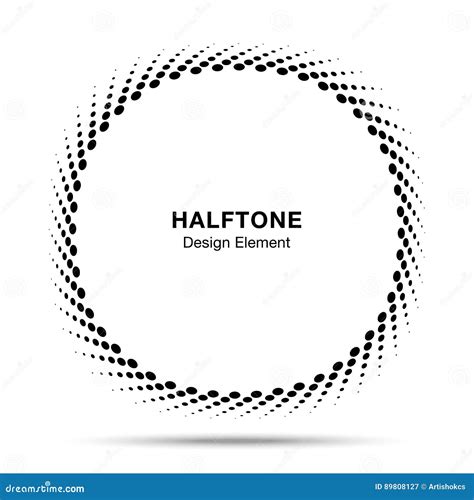 Convex Distorted Black Abstract Vector Circle Frame Halftone Dots Logo Emblem Design For New