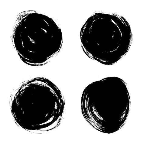 검은색 페인트 잉크 브러시 스트로크 브러쉬 세트 둥근 더러운 예술적 디자인 요소 상자 로고타입 프리미엄 벡터